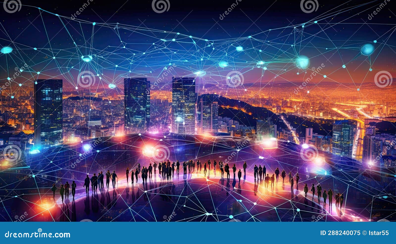 Smart City Virtual and Augmented Experiences. AI Generated Illustration ...