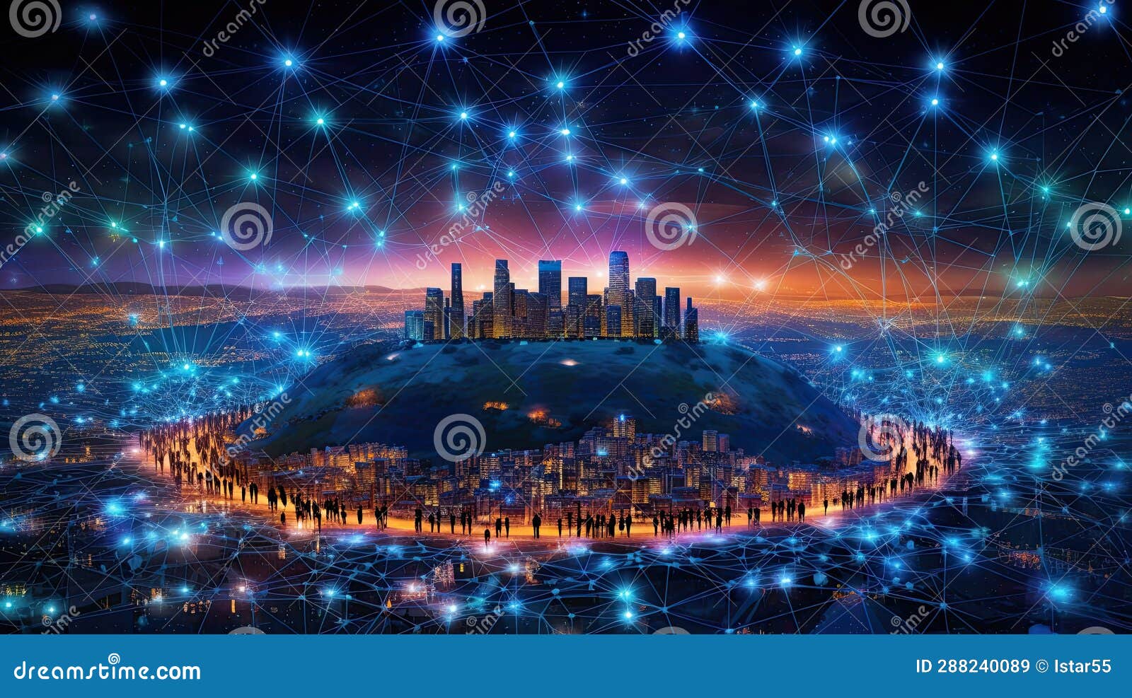 Smart City Virtual and Augmented Experiences. AI Generated Illustration ...