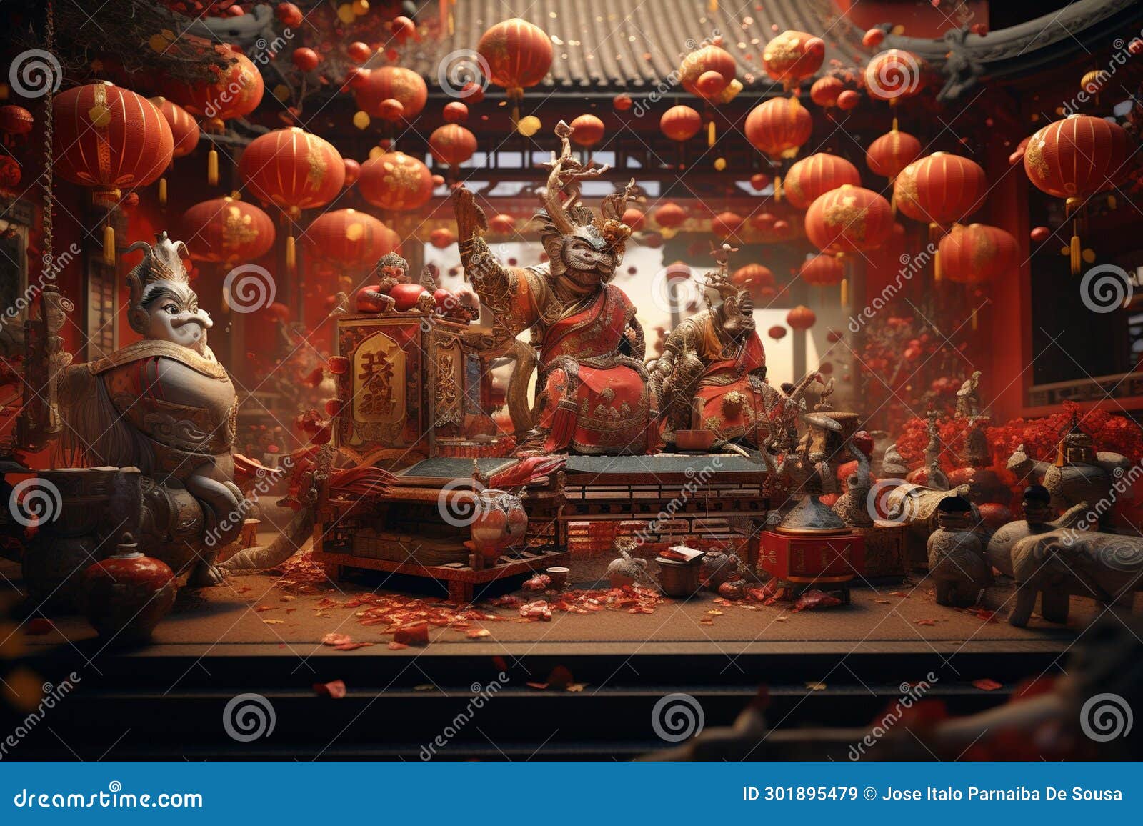 Visual Narratives Depicting The Legend Of Nian Stock Image ...