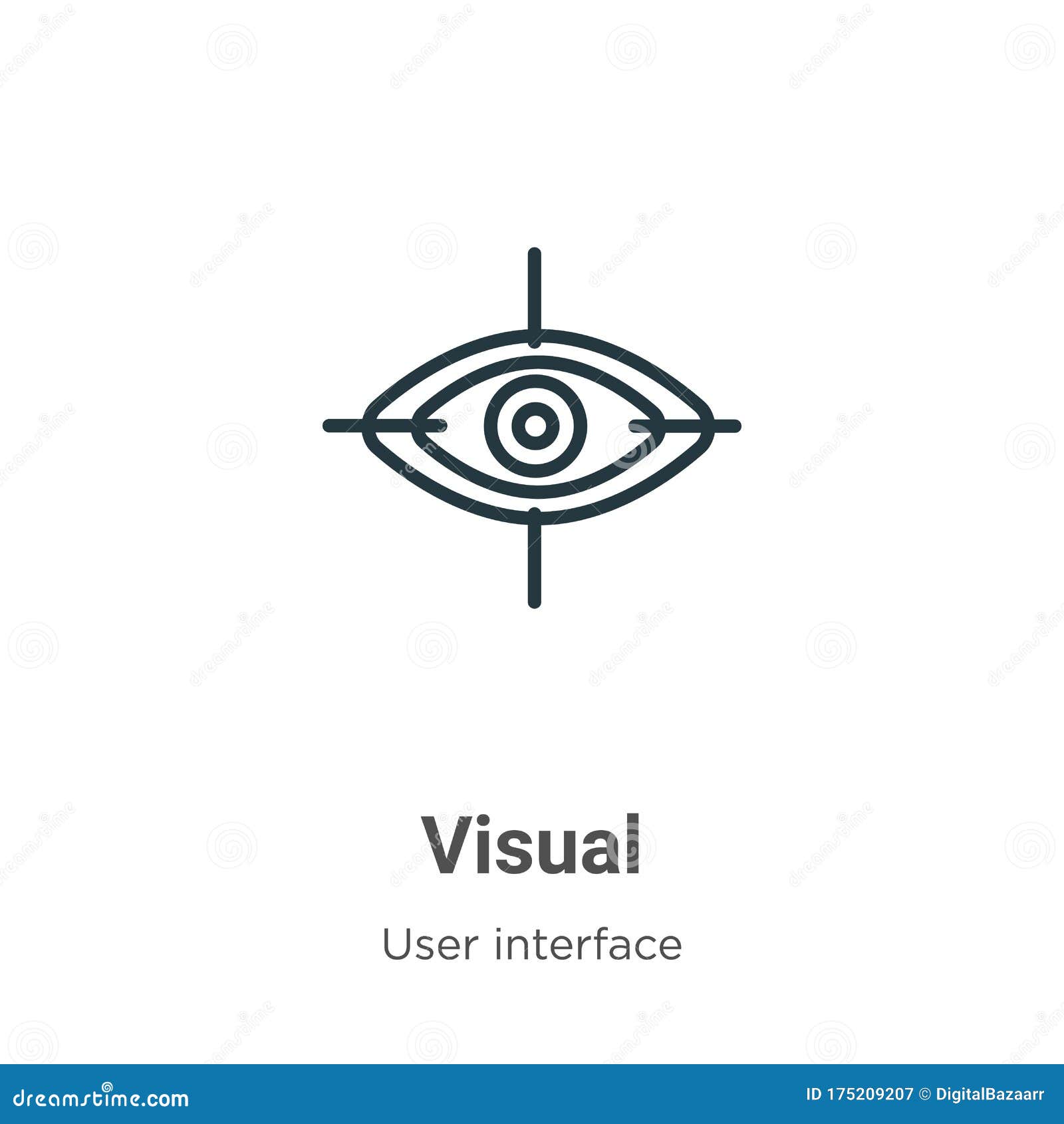 Visual Outline Vector Icon. Thin Line Black Visual Icon, Flat Vector ...