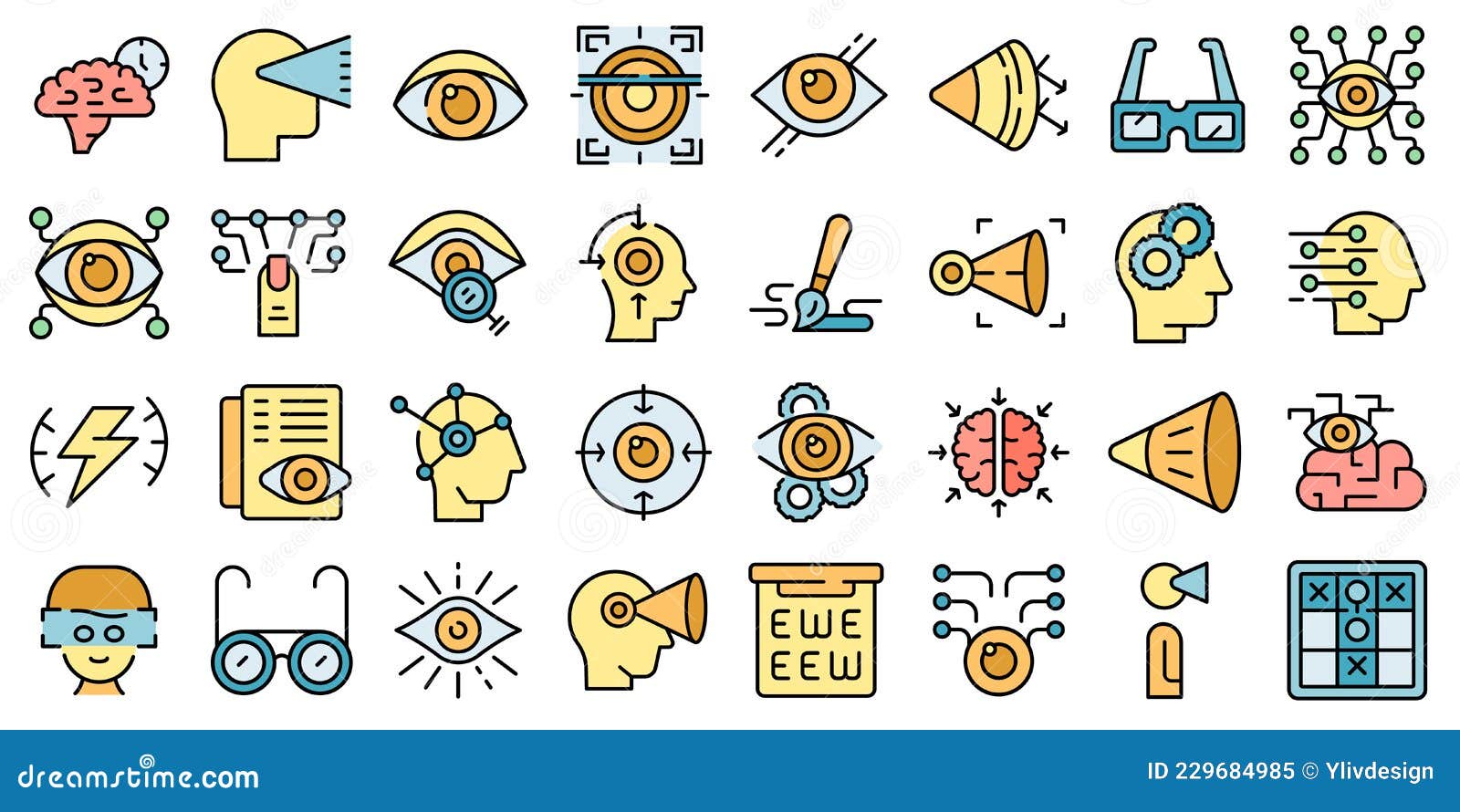 Visual Perception Icons Set Line Color Vector Stock Vector ...