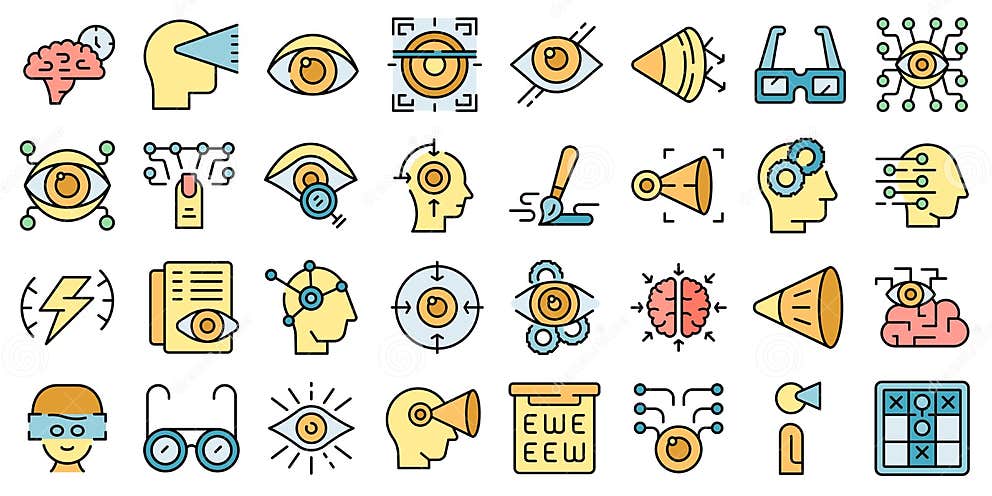 Visual Perception Icons Set Line Color Vector Stock Vector ...