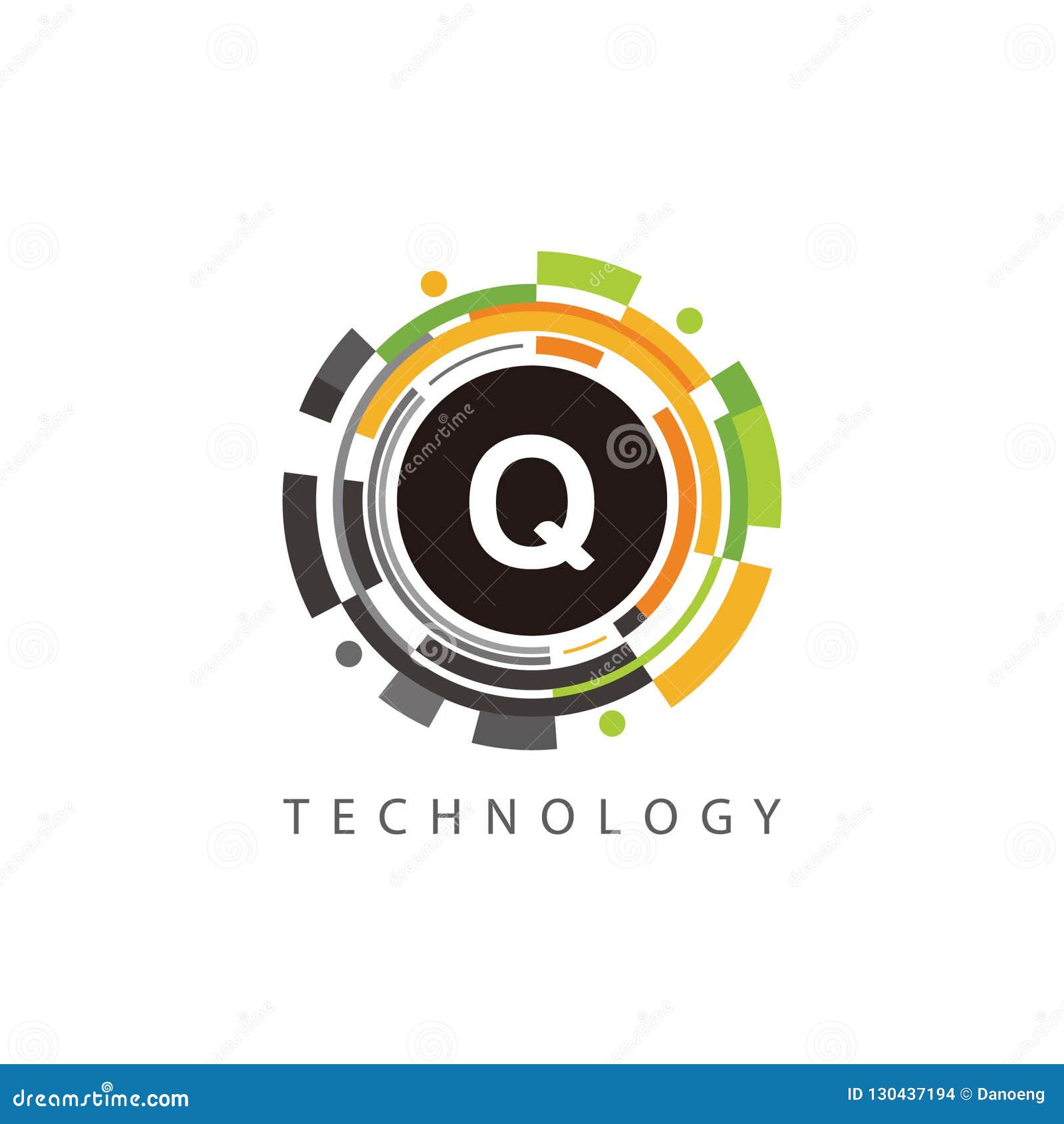 Visual Pixel Data Digital Q Letter Logo Stock Illustration ...