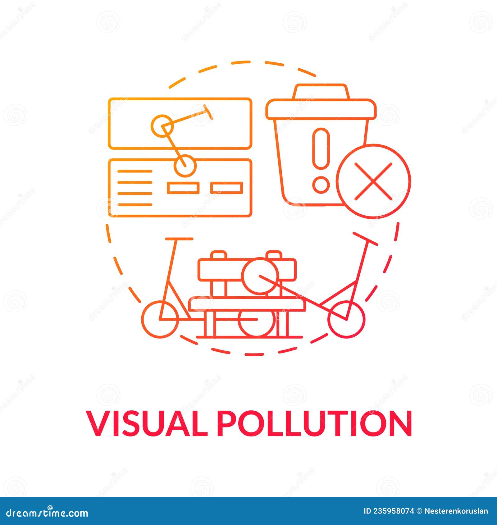 Visual Pollution Cartoon Vector | CartoonDealer.com #129097059