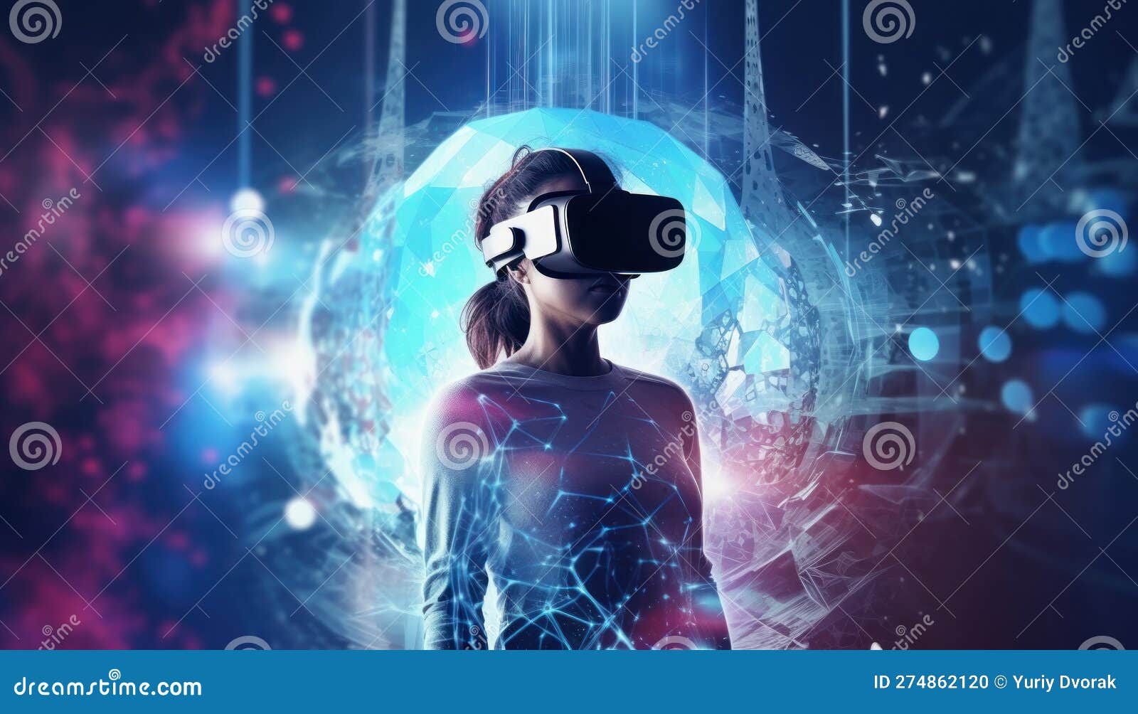 Visual Reality Concept. Young Man Using Visual Reality or VR Headset ...