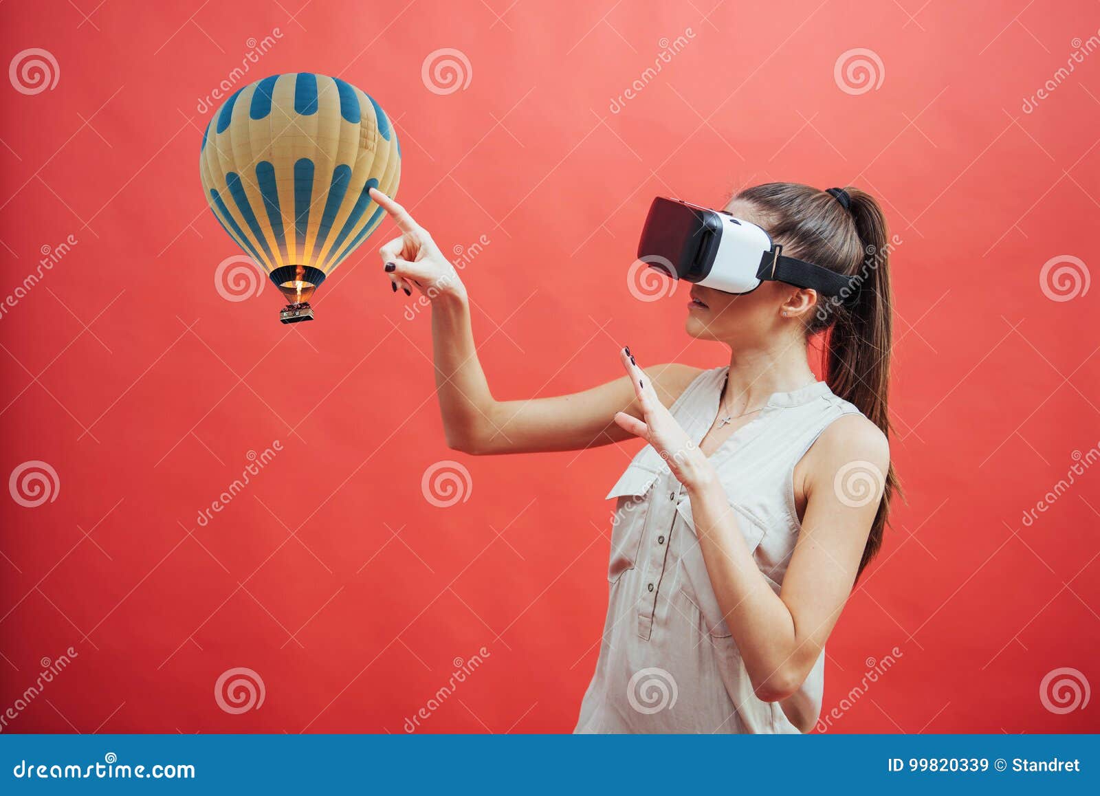 Visual Reality Concept. Young Man Using Visual Reality or VR Headset ...