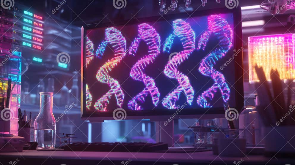 Visual Representation of Advanced Bioinformatics on Computer Screen in ...