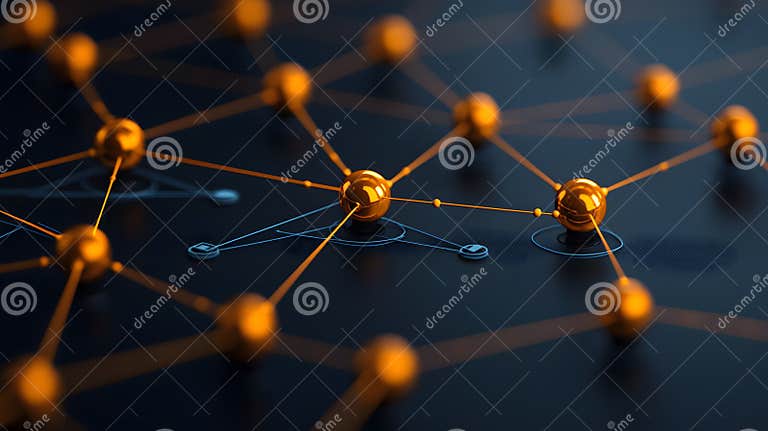 Visual Representation of a Complex Network with Interconnected Nodes and Lines in Dynamic Style ...