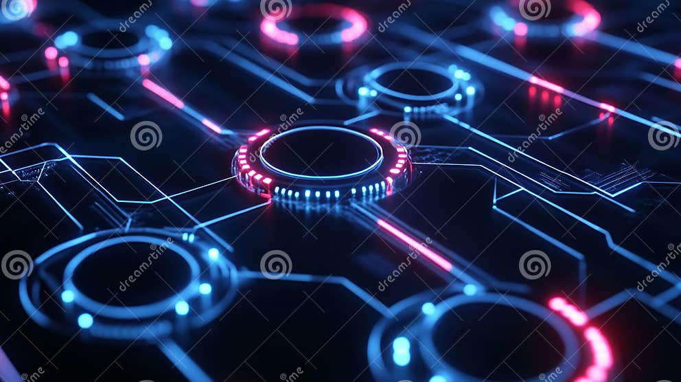 A Visual Representation of Complex Network Security, Featuring Encrypted Data Streams, Firewall ...