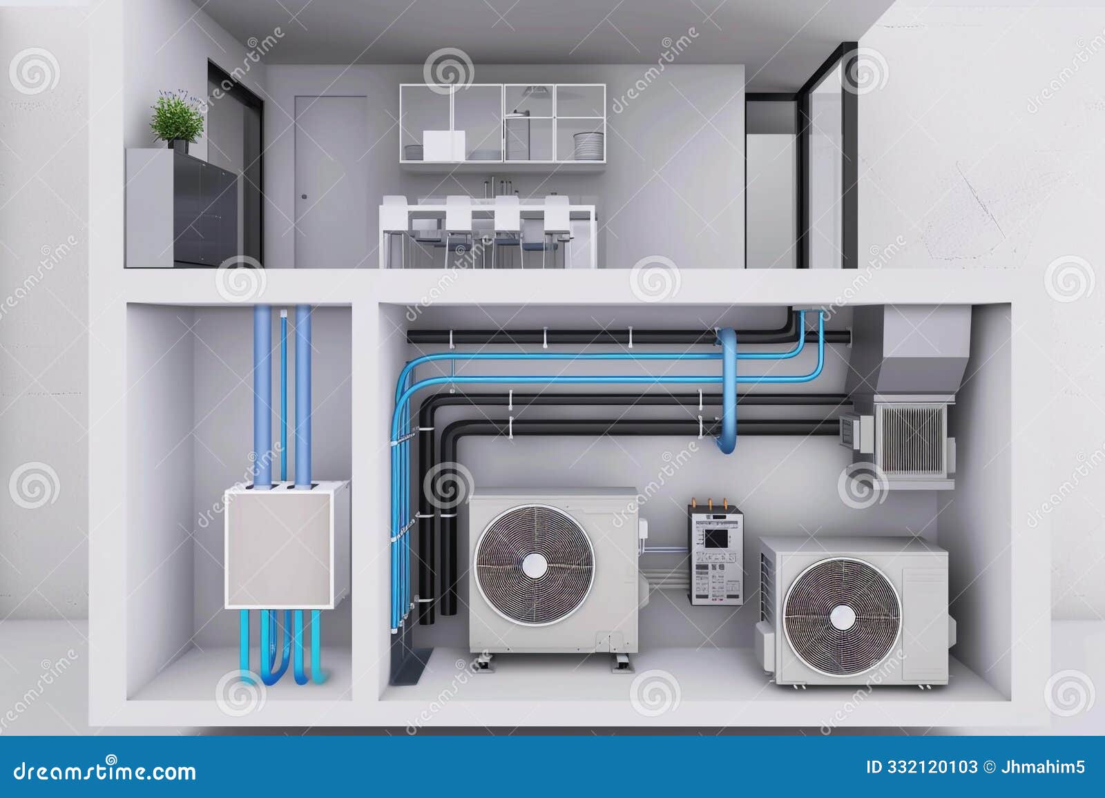 Central Air Conditioning System With AC Temperature Control Outline ...