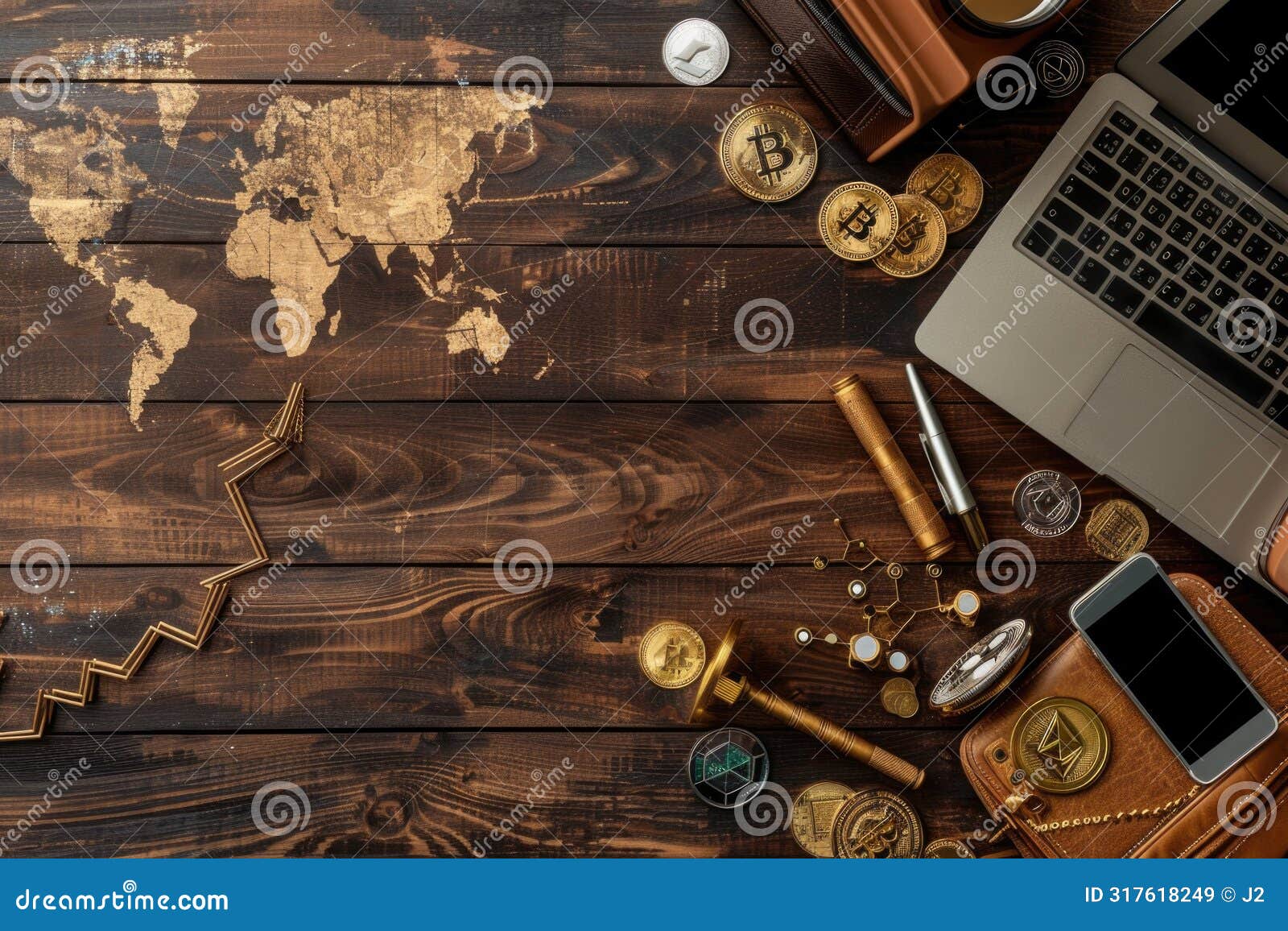 Visual Representation of Cryptocurrency with Wallets, Screens ...