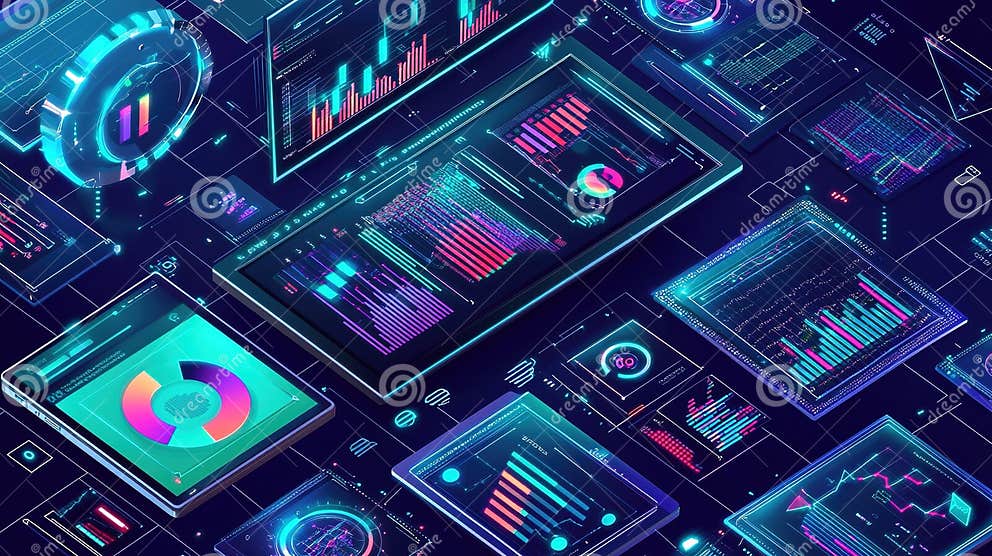 Visual Representation of Data Analysis with Colorful Charts and Graphs on Digital Screens ...