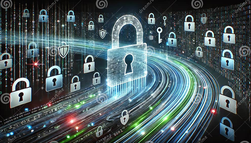Visual Representation of Data Encryption: Streams of Binary Code Transforming into Secure ...