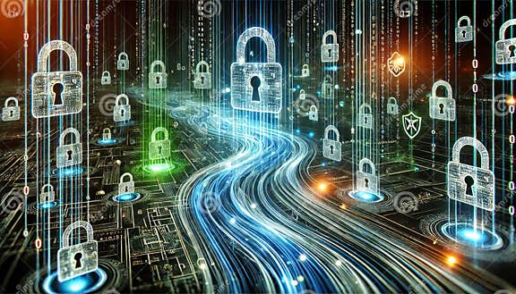 Visual Representation of Data Encryption: Streams of Binary Code Transforming into Secure ...