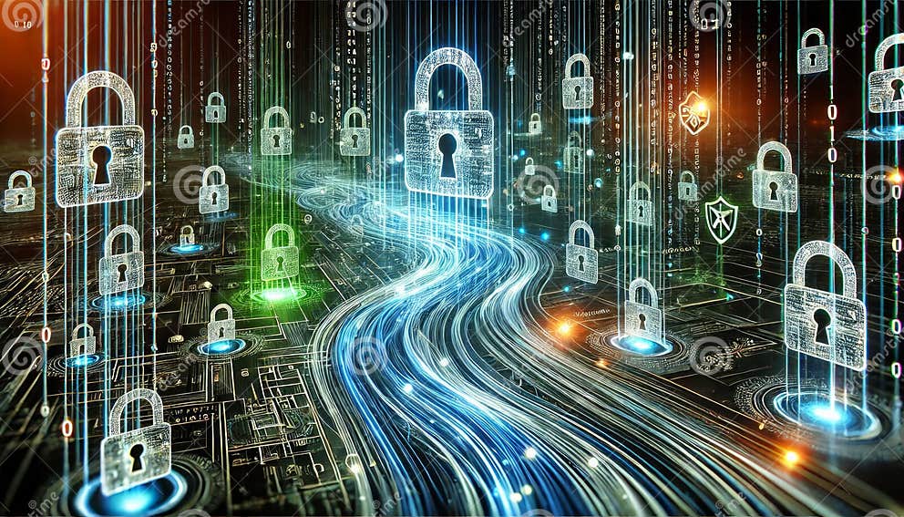 Visual Representation of Data Encryption: Streams of Binary Code ...