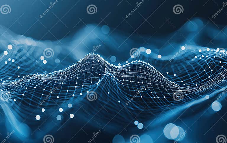 Visual Representation of Data Waves in a Digital Landscape at Night ...
