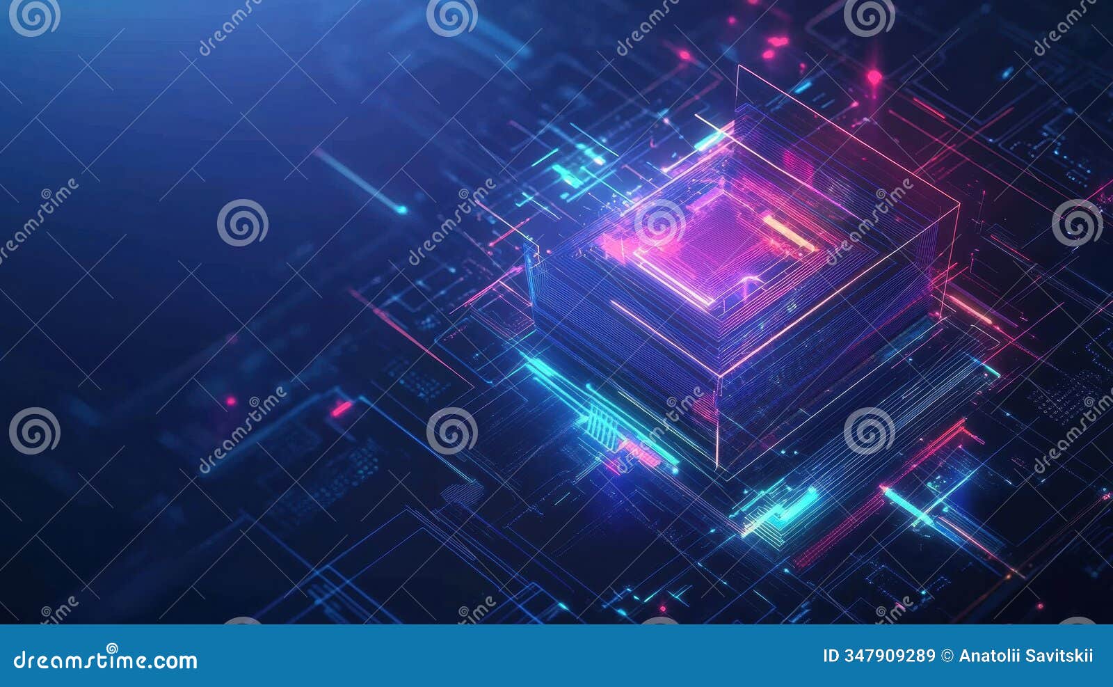 Visual Representation of a Digital AI Chip within an Abstract ...