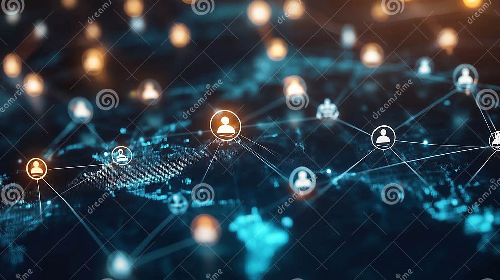 Visual Representation of a Digital Network Connecting Users Across a ...