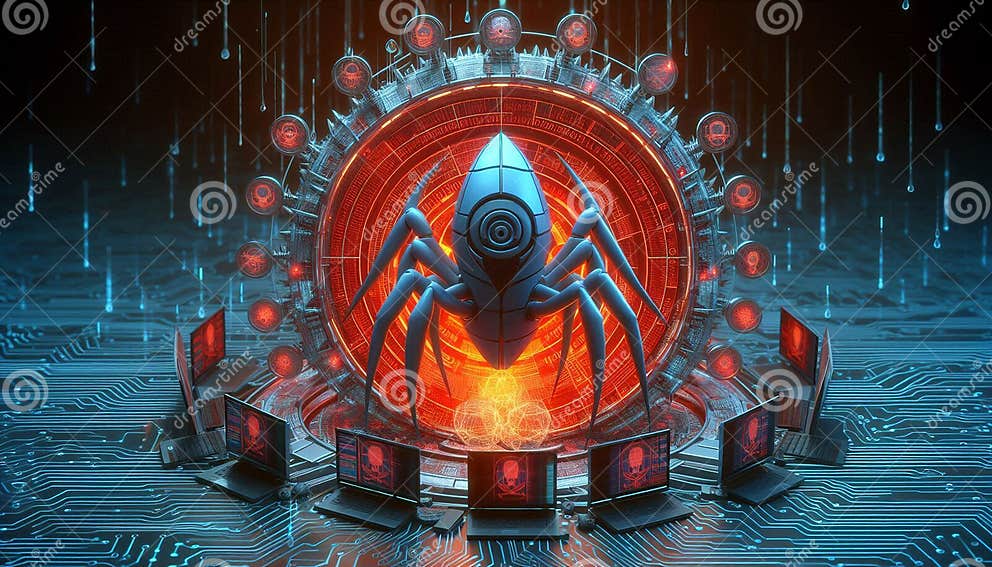 Digital Threats and Cybersecurity Concepts Stock Illustration ...