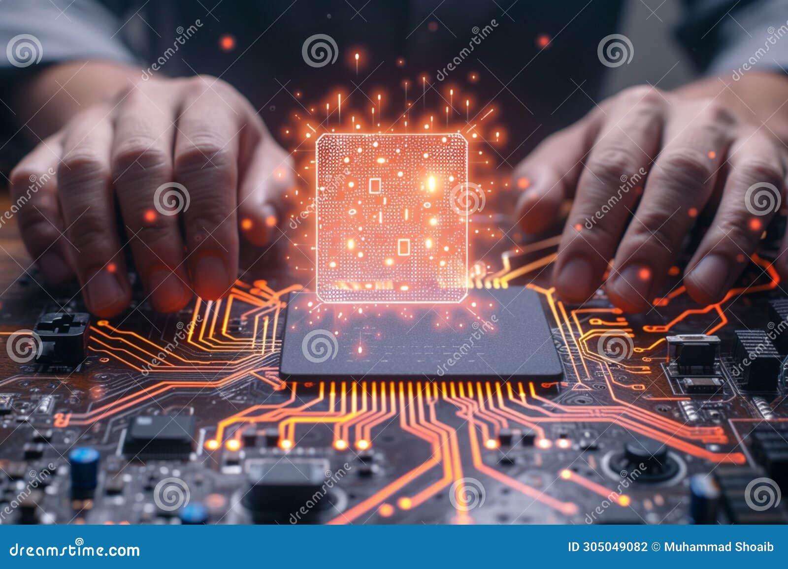 Visual Representation Electronic Chips, AI Symbols Conveying Advanced ...