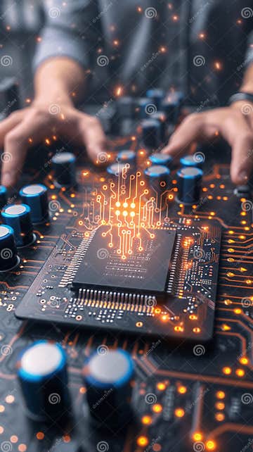 Visual Representation Electronic Chips, AI Symbols Conveying Advanced ...