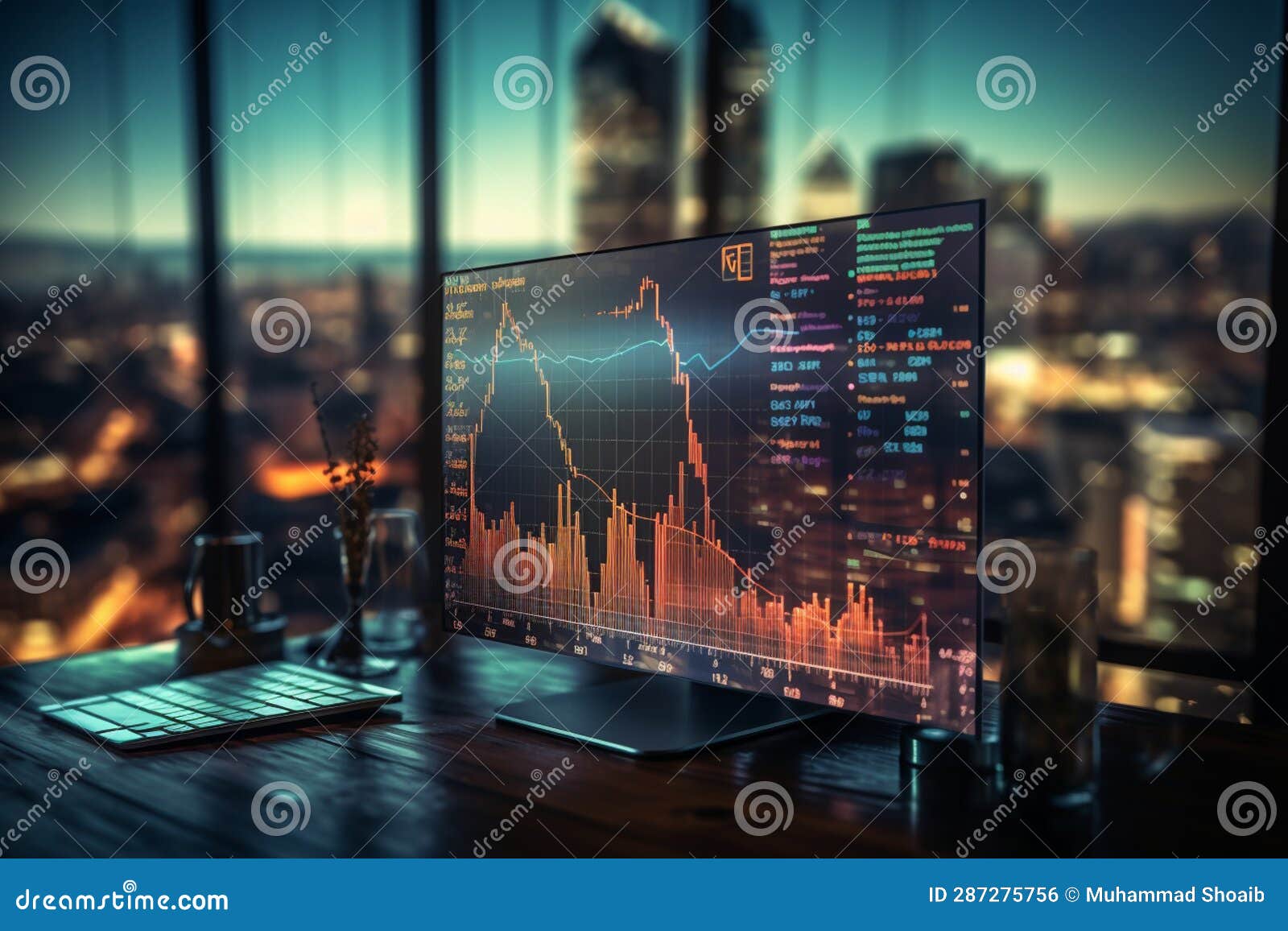Visual Representation of Financial Data Showcased on Screen Graph ...