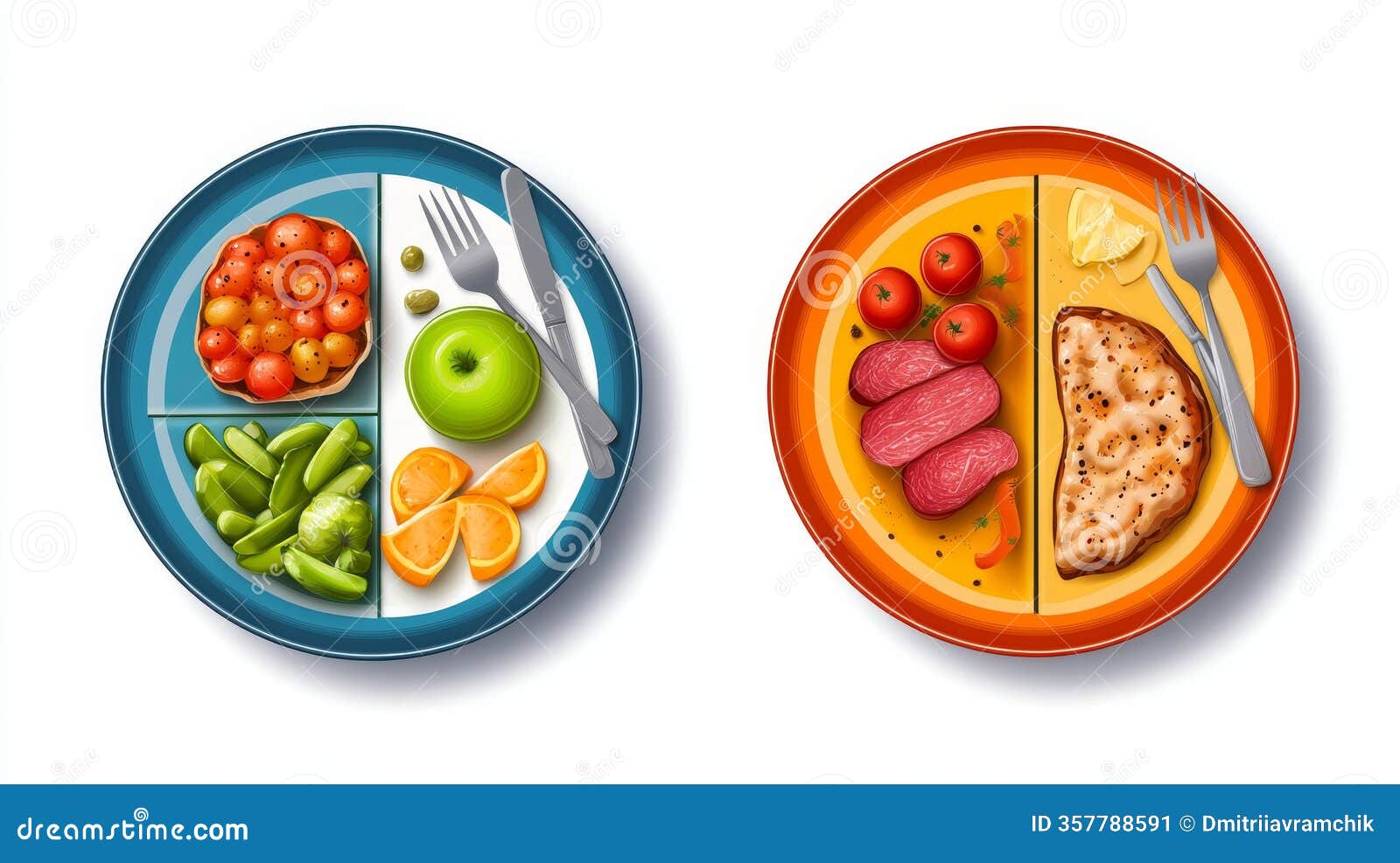 A Visual Representation of a Healthy Plate Highlighting Portion Sizes ...