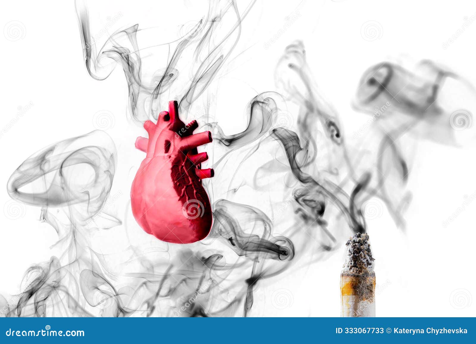 Human Heart Surrounded by Smoke and Cigarette Stock Image - Image of ...