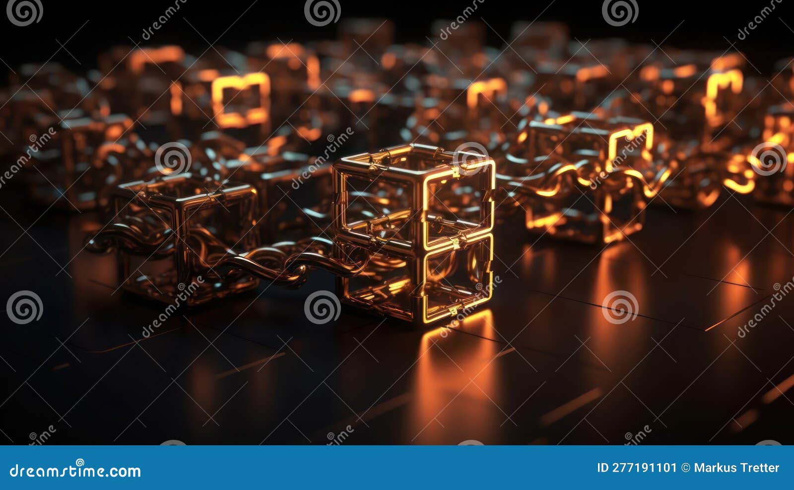 A Chain of Linked Cubes Representing Data Integration Created with Generative AI Stock ...