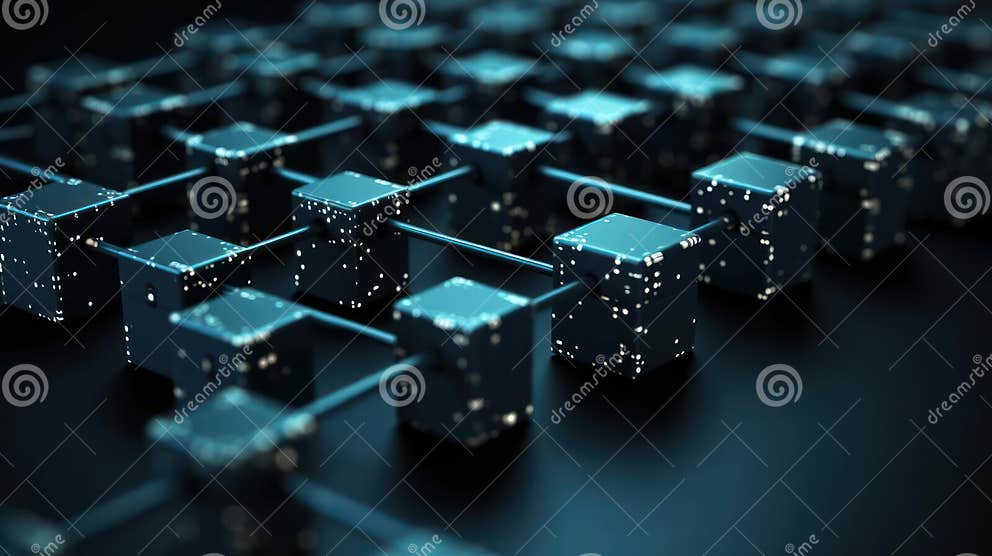 A Chain of Linked Cubes Representing Data Integration Created with Generative AI Stock ...