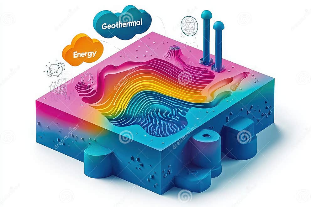 Geothermal Energy Concept Illustration Showcasing Heat Layers and Power ...