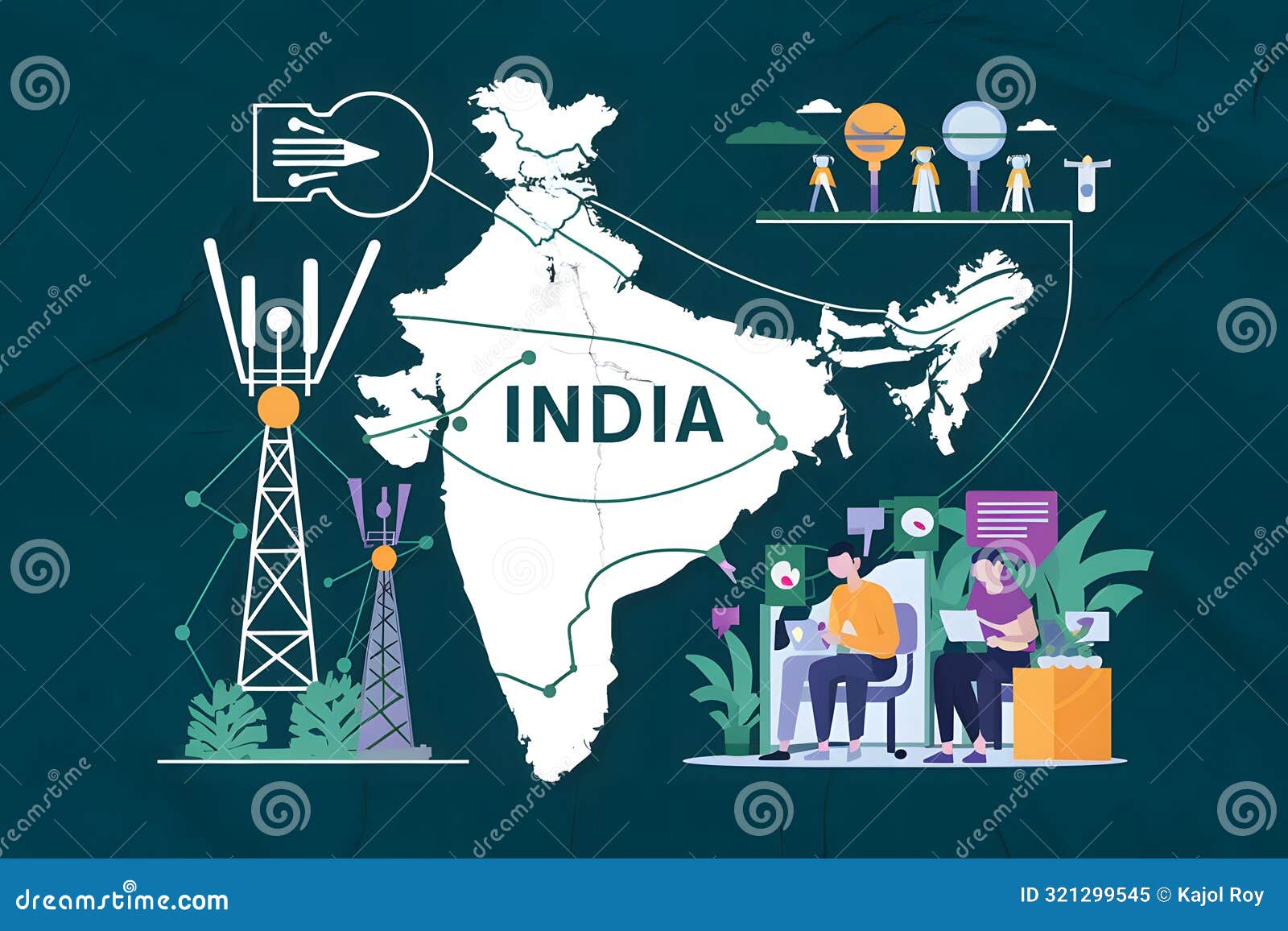 A Visual Representation of India on a Map Stock Illustration ...