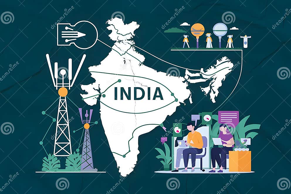 A Visual Representation of India on a Map Stock Illustration ...
