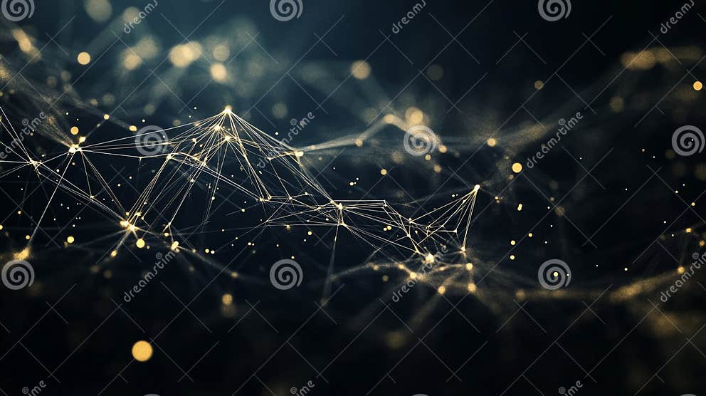 Visual Representation of Interconnected Networks with Golden Particles. Generative AI Stock ...