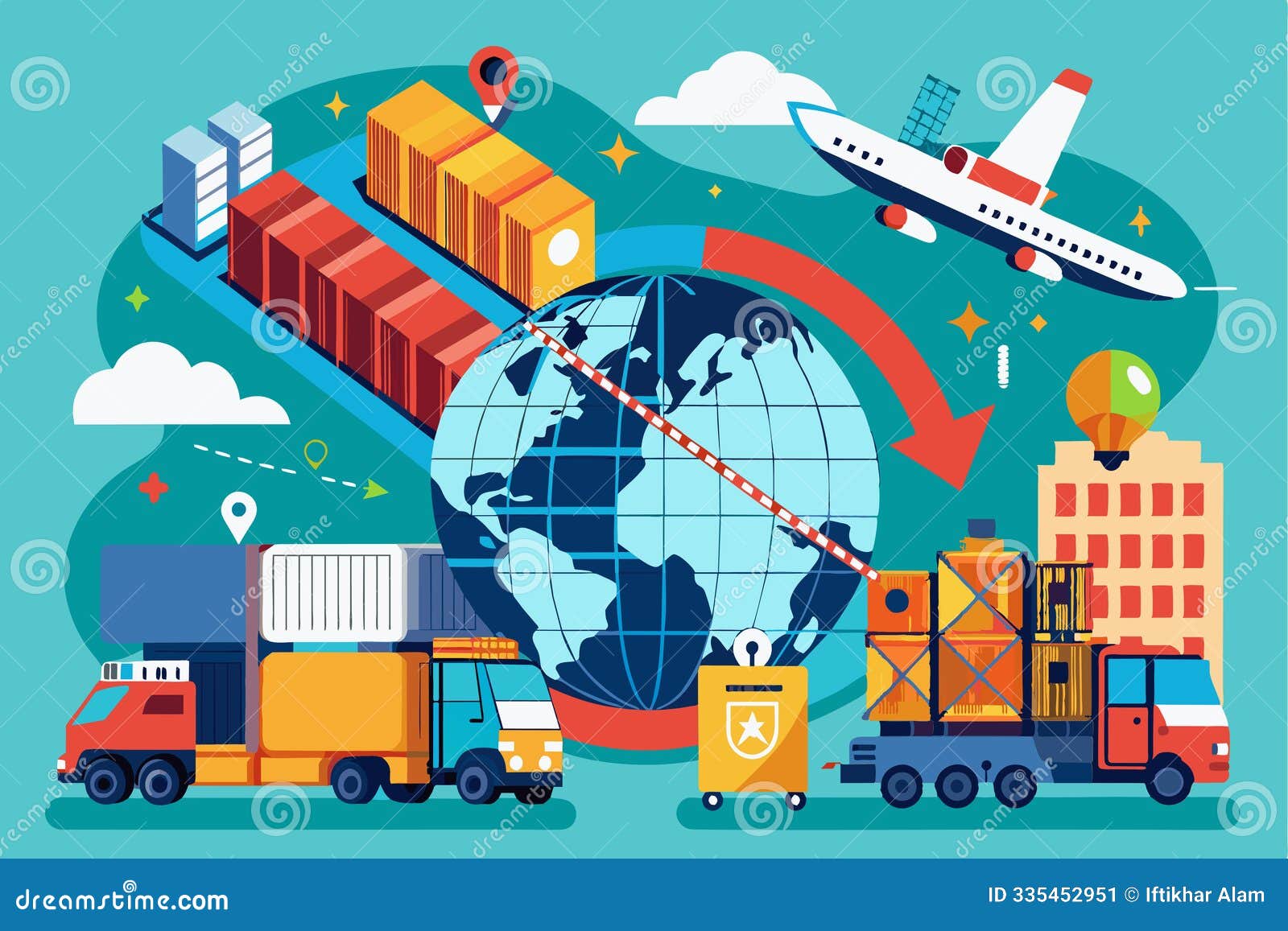 A Visual Representation of International Trade, Featuring Various ...