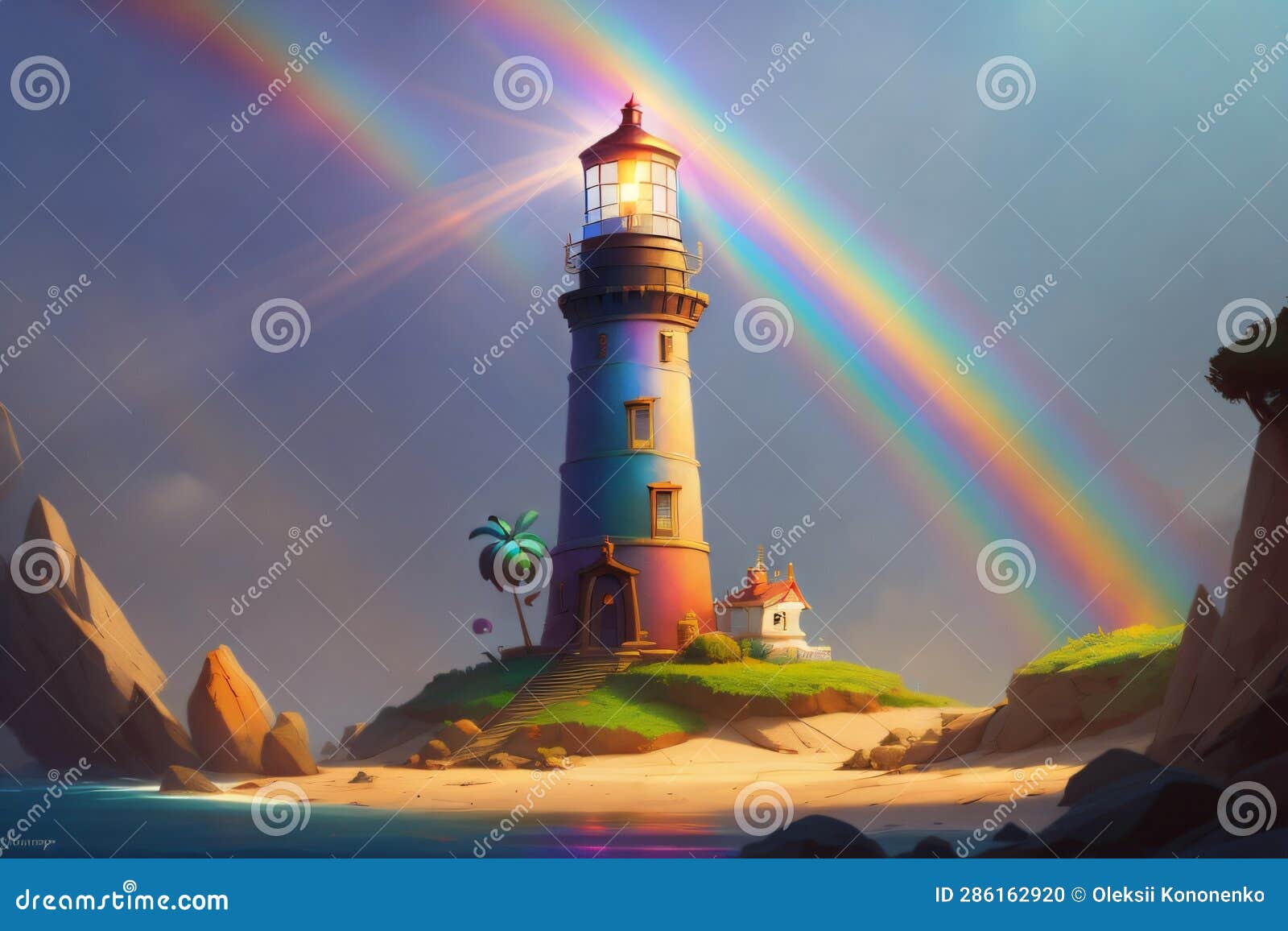 Visual Representation of a Lighthouse Projecting Rainbow Light ...