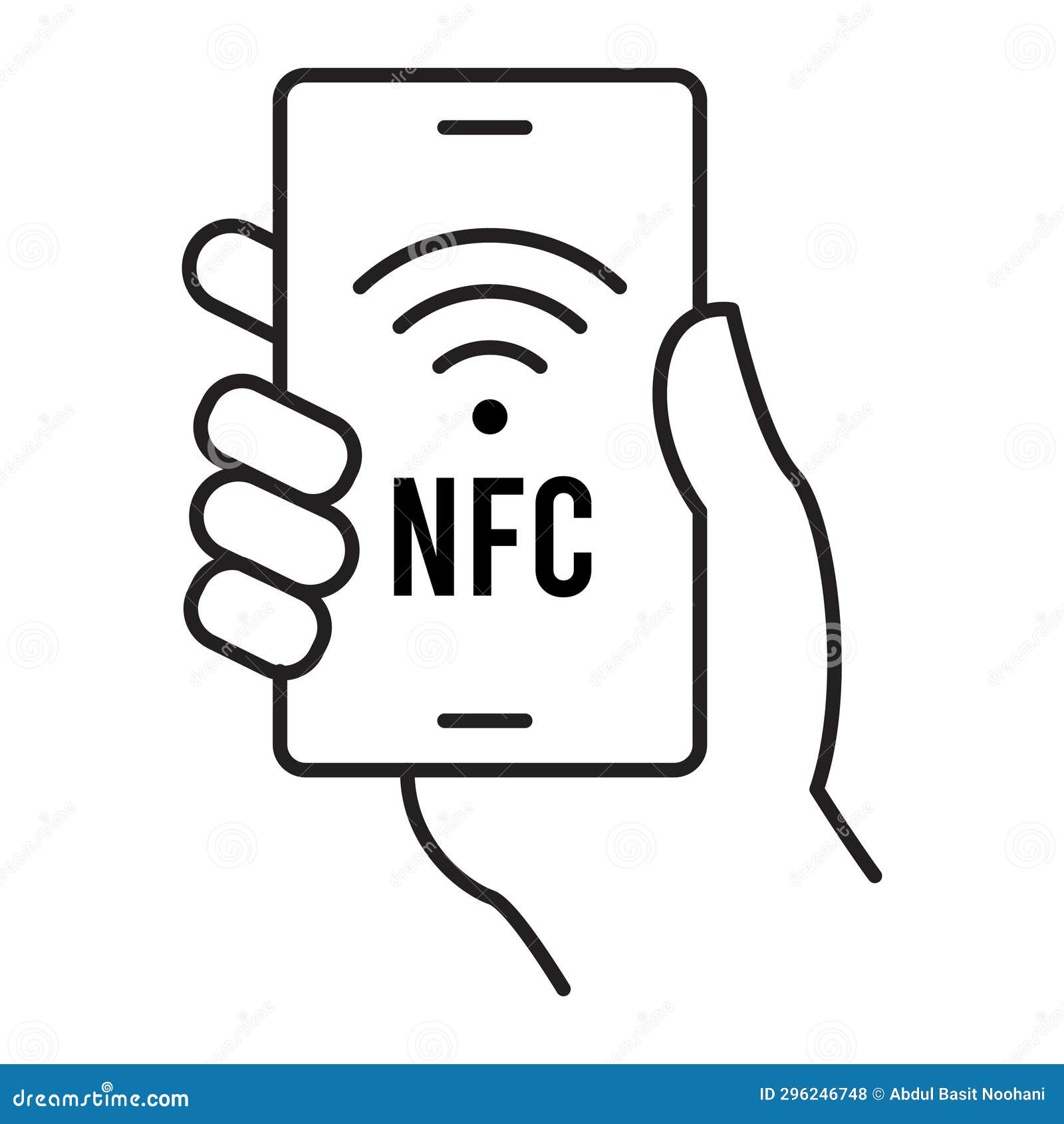 A Visual Representation of a Mobile Phone with a Hand and an NFC Icon ...
