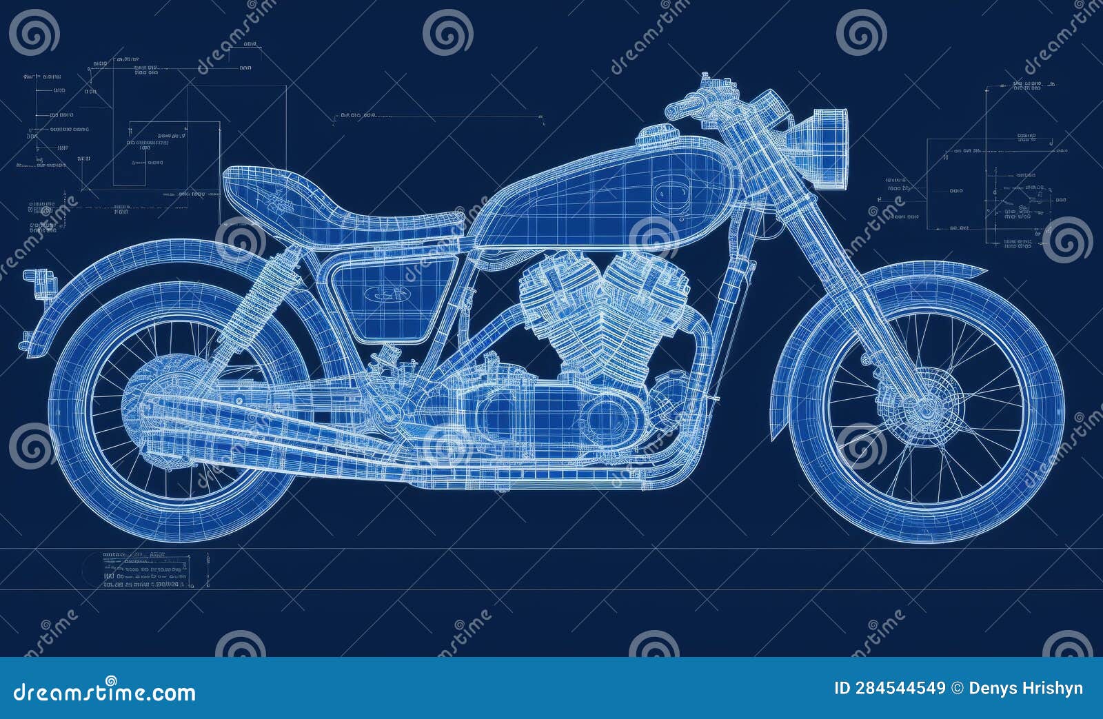 Visual Representation of Motorcycle S Intricate Details in a Blueprint ...