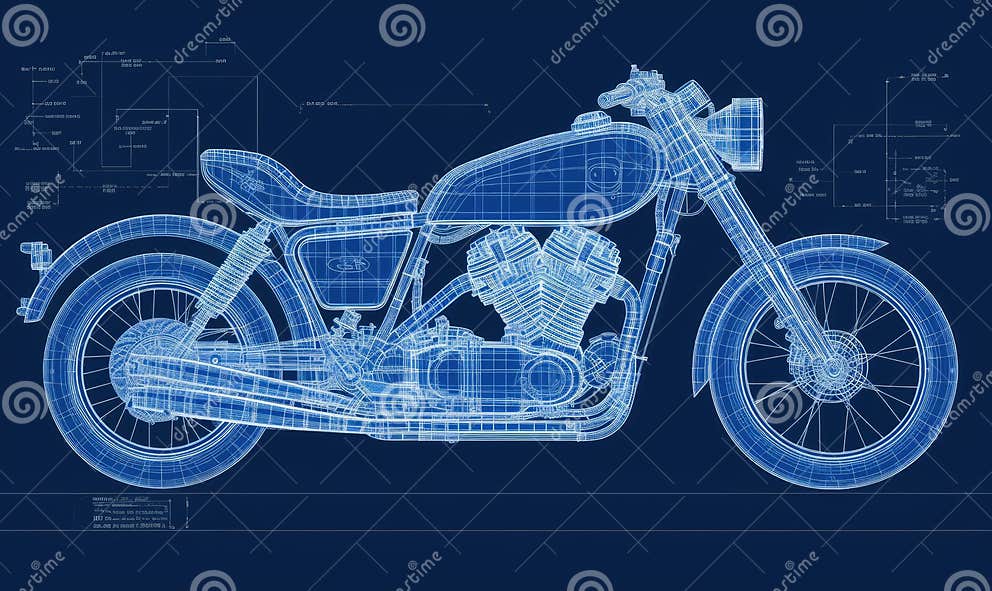 Visual Representation of Motorcycle S Intricate Details in a Blueprint ...