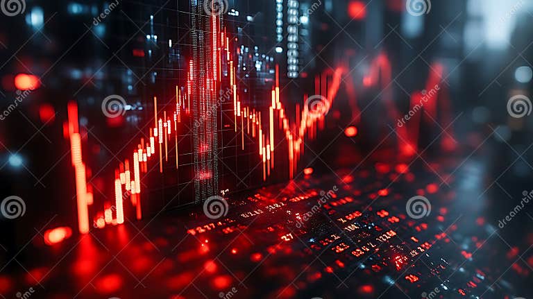 Visual Representation of Negative Growth in Financial Markets with Red ...