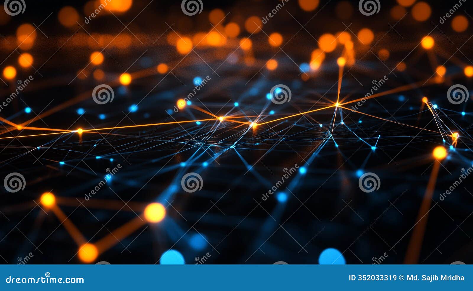 Visual Representation of a Network Structure with Blue and Orange ...