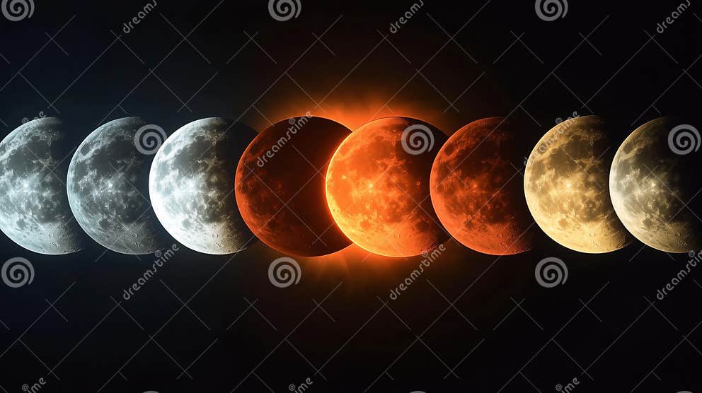 Visual Representation of a Partially Red Lunar Eclipse Stock ...