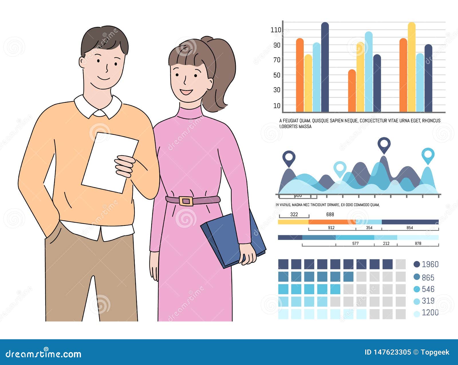 Visual Representation and People Working in Team Stock Vector ...