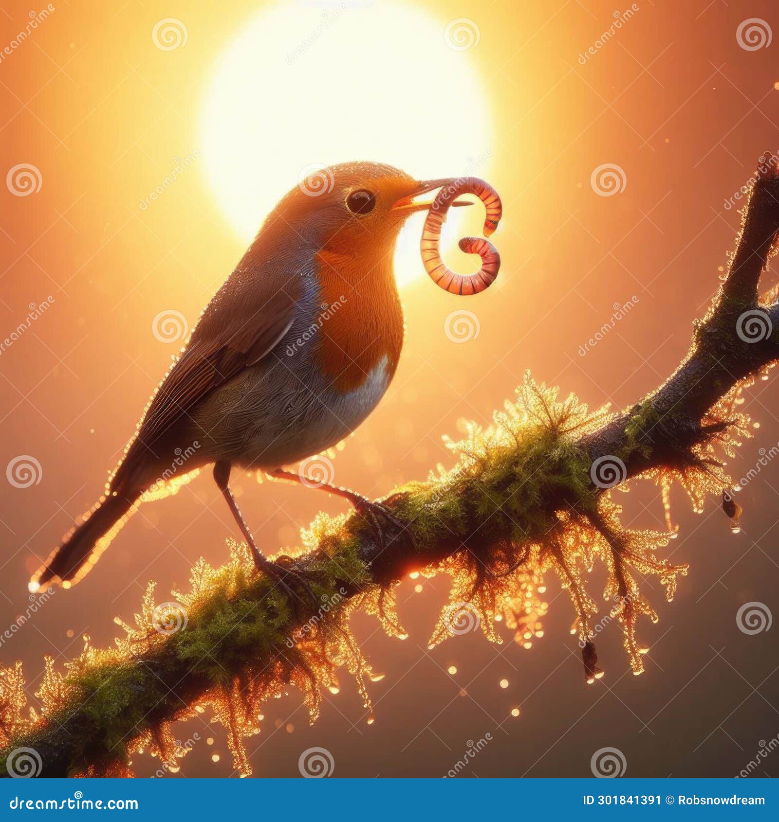 Visualisation of the Expression "Early Bird Catches the Worm." Stock ...