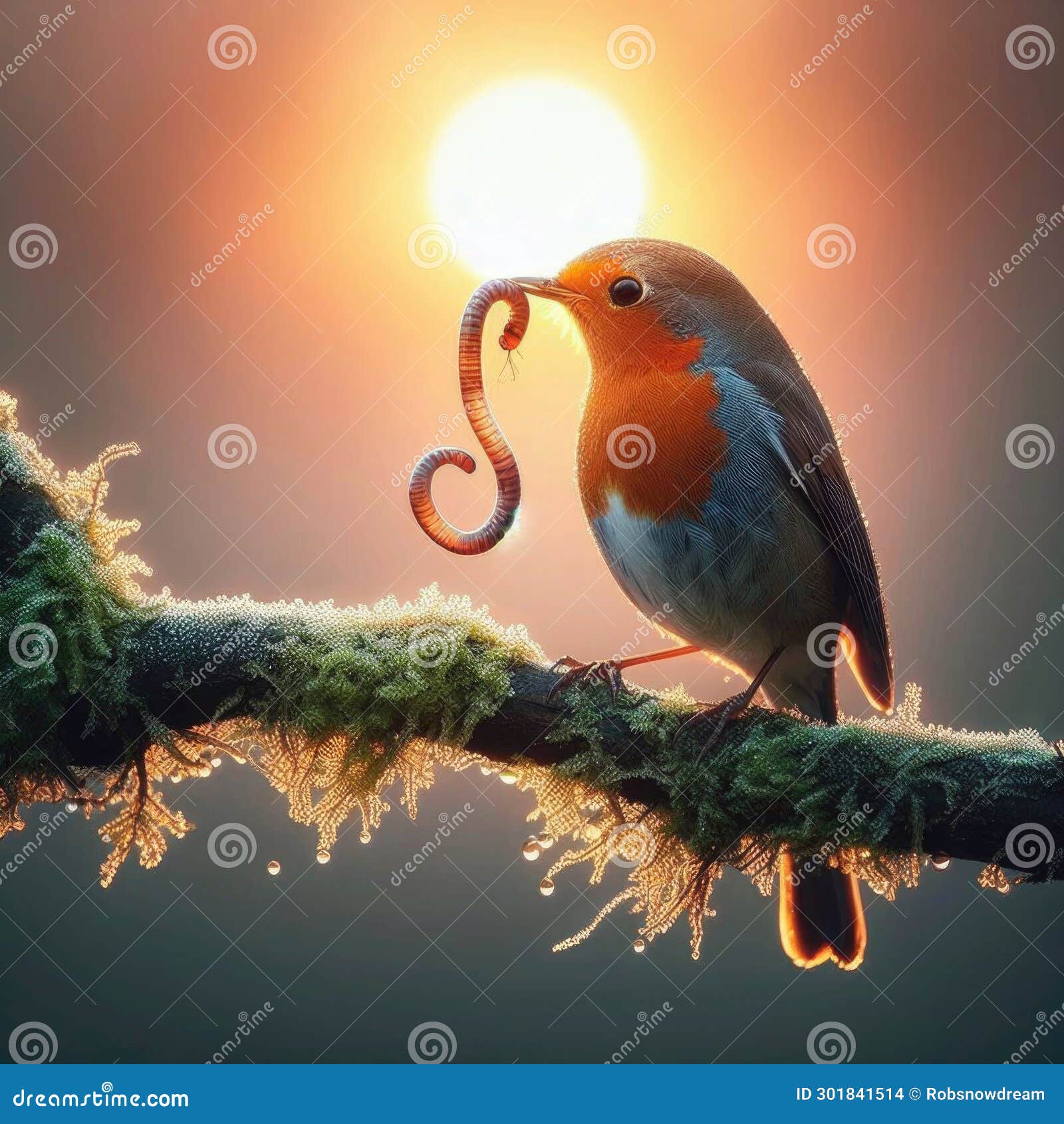 Visualisation of the Expression "Early Bird Catches the Worm." Stock ...