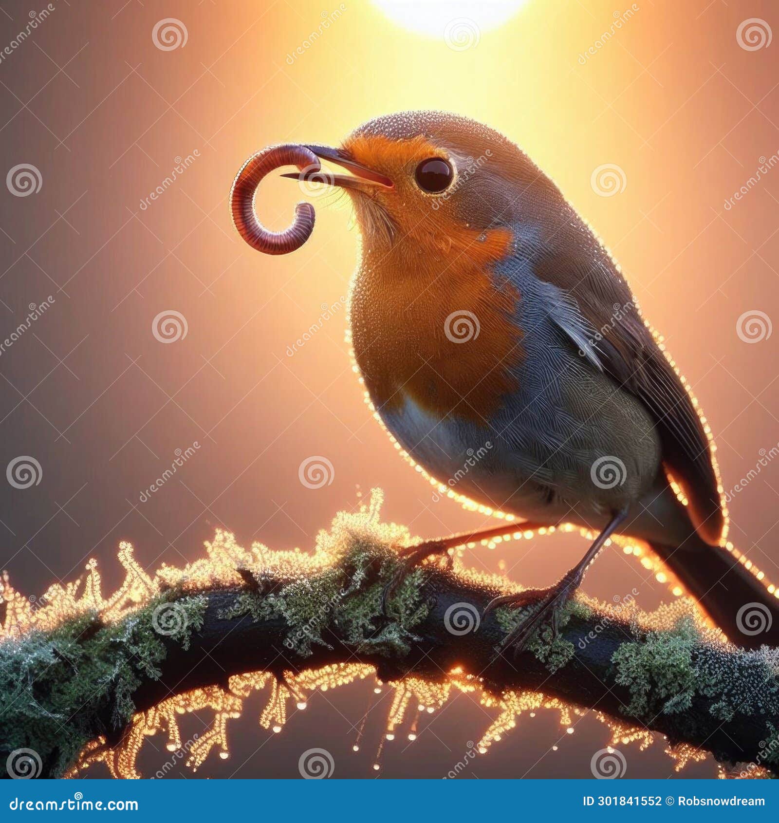 Visualisation of the Expression "Early Bird Catches the Worm." Stock ...