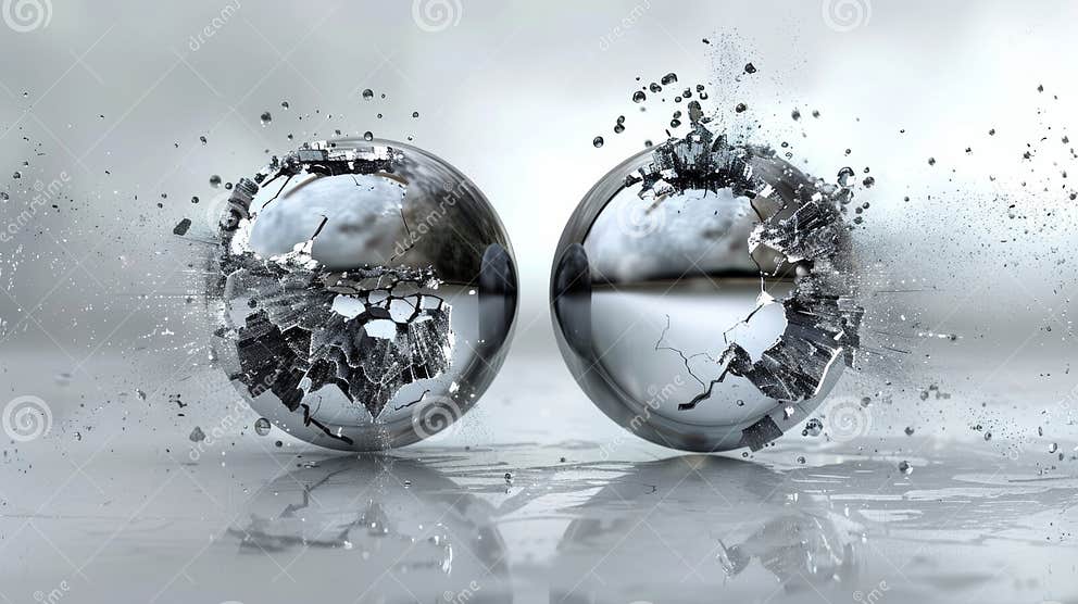 A Visual Representation of Two Mirrored Spheres Colliding and Breaking ...