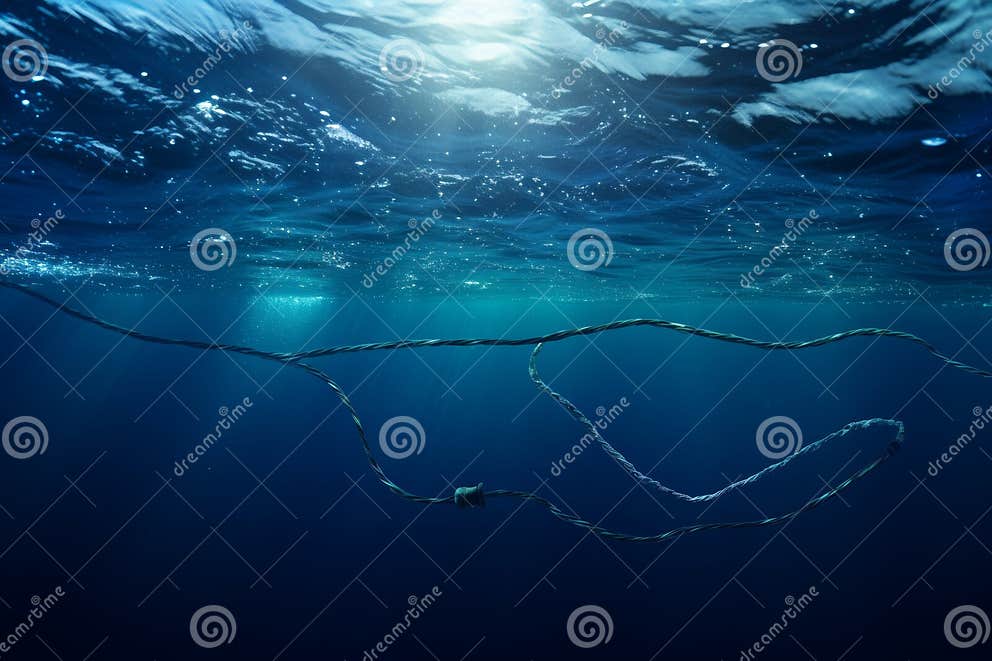 Visual Representation of an Underwater Network Cable Laid on the Ocean ...
