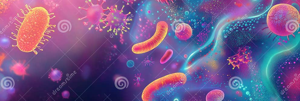 Illustration of Diverse Microscopic Microbes Showcasing Unique Shapes ...