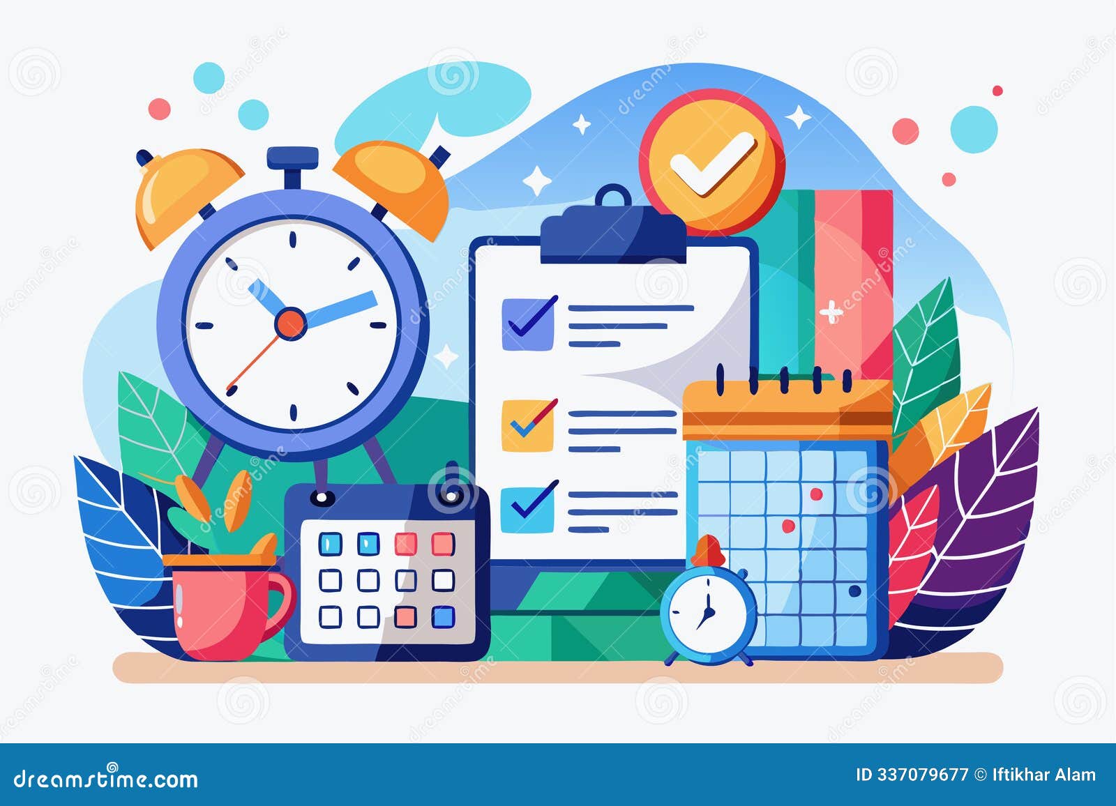 Visual Representation of Work Deadlines Featuring Alarms, a Calendar ...